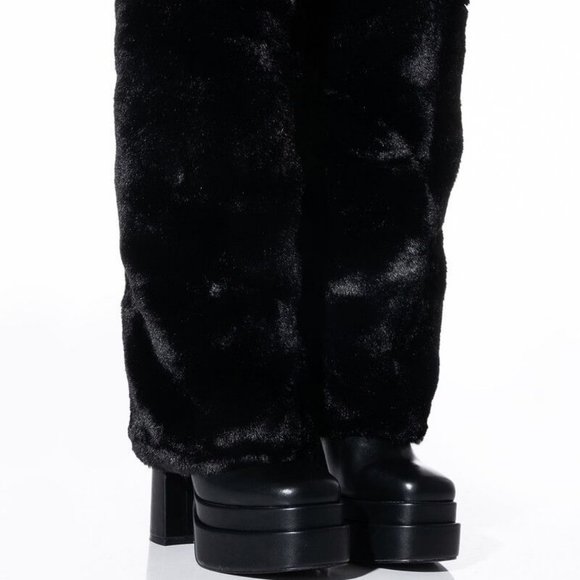Azalea Wang | Shoes | Azalea Wang The Fur Fold Combo Over Boot Black ...